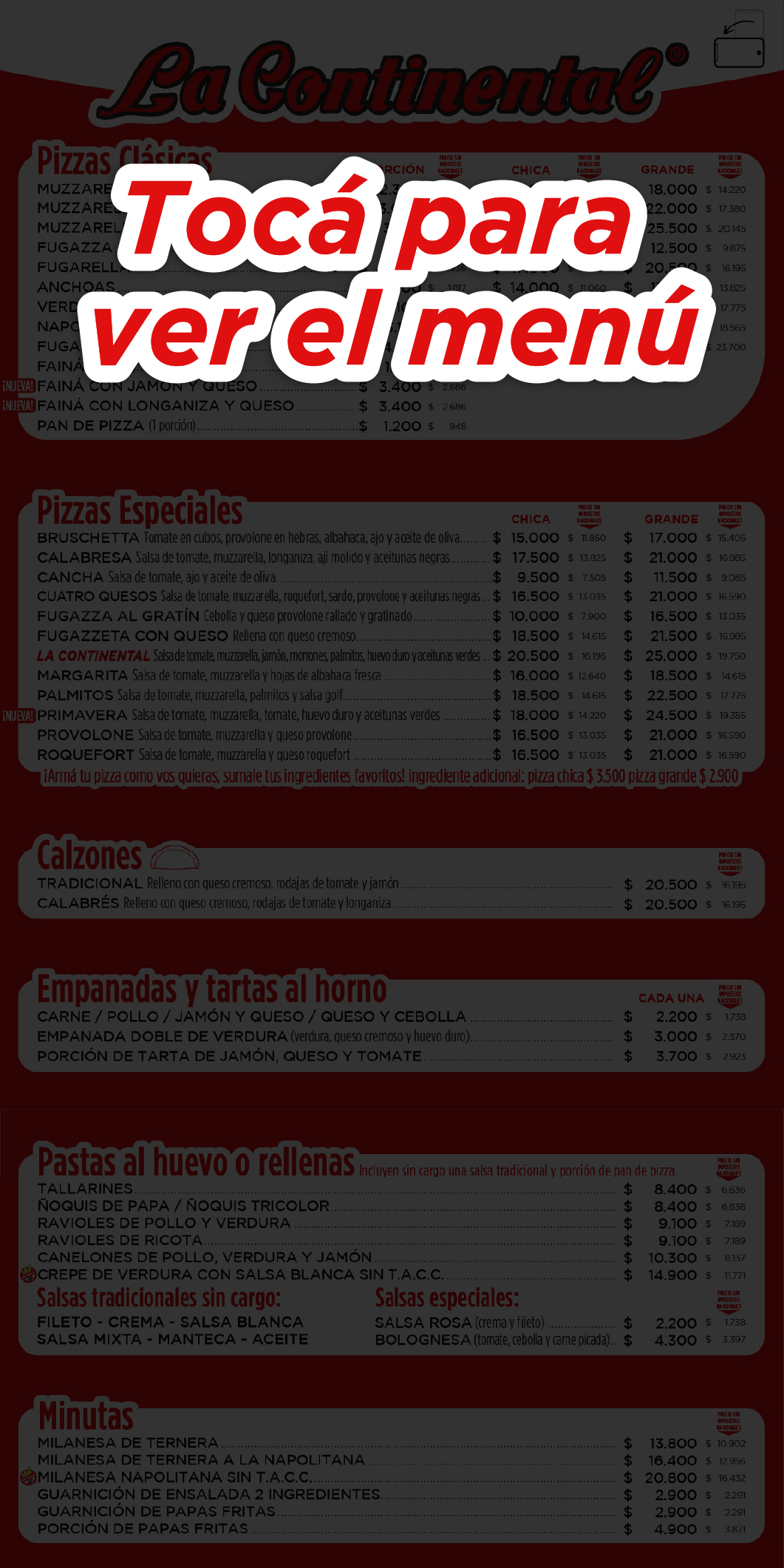 Menu Mostrador